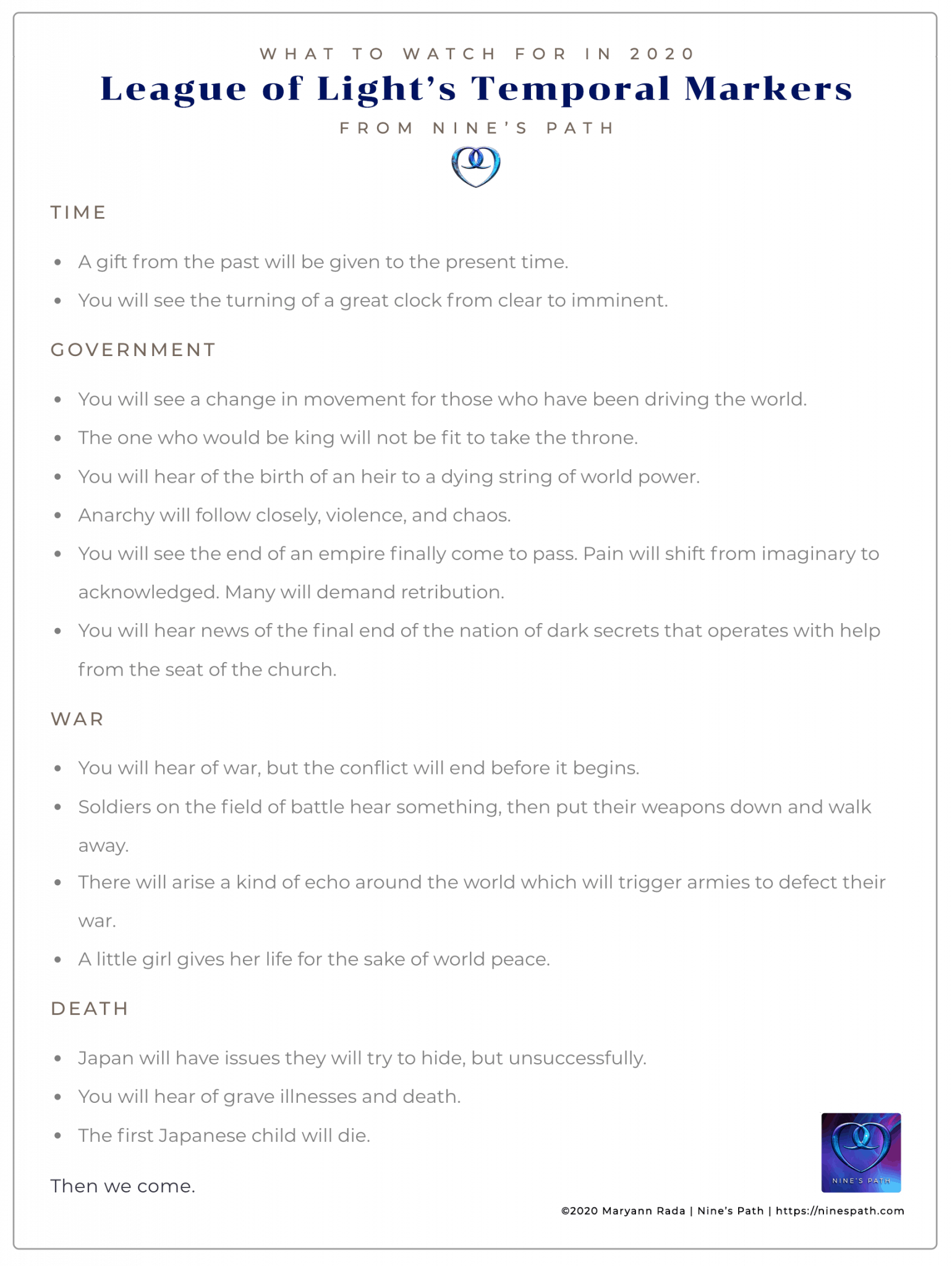 Temporal Markers: The List | Nine's Path